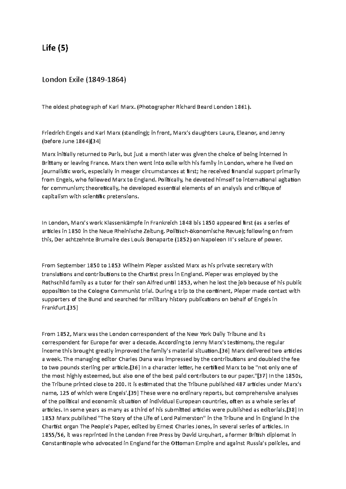 KM Life 5 - KM Life 5 - Life (5) London Exile (1849-1864) The oldest ...