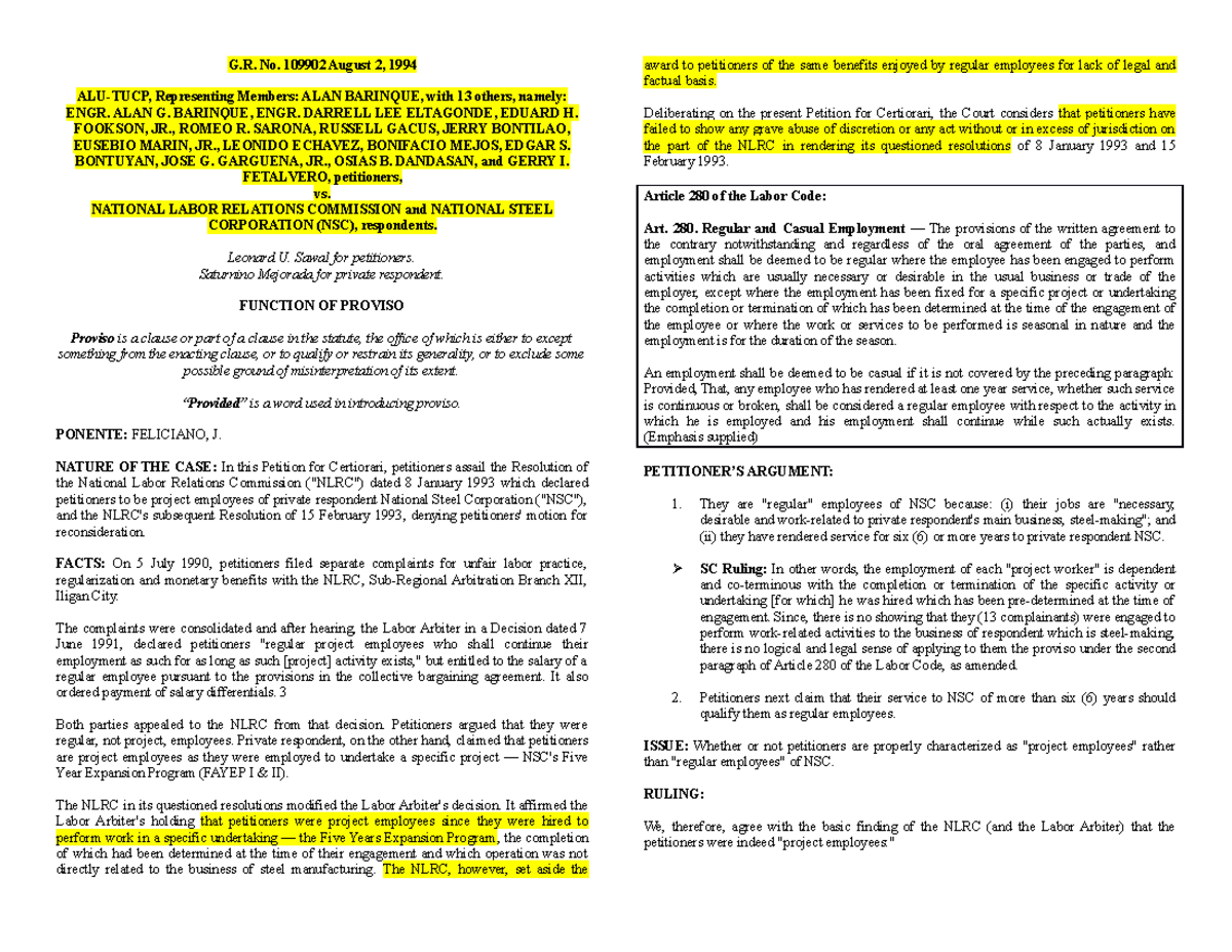 43. ALU-TUCP v. NLRC - G. No. 109902 August 2, 1994 ALU-TUCP ...
