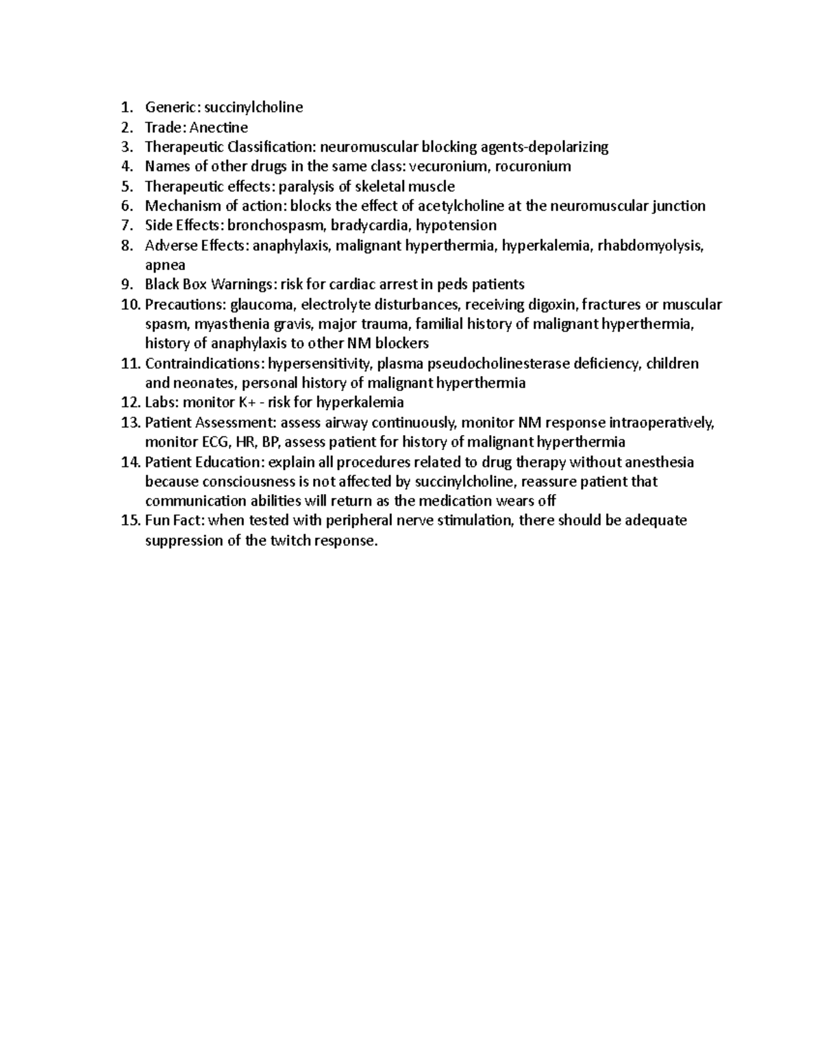Succinylcholine - drug cards - Generic: succinylcholine Trade: Anectine ...