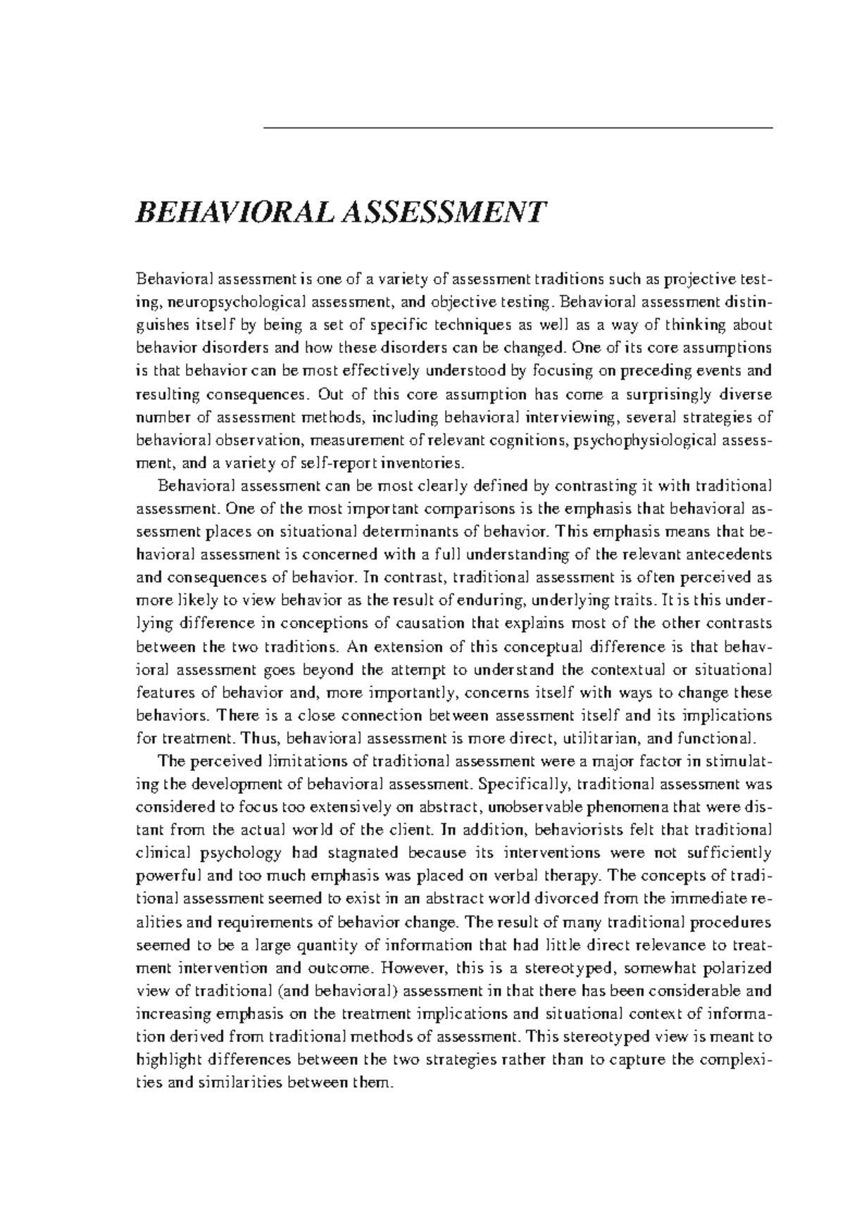 Lecture notes personality psycology-19 - Behavioral assessment is one ...