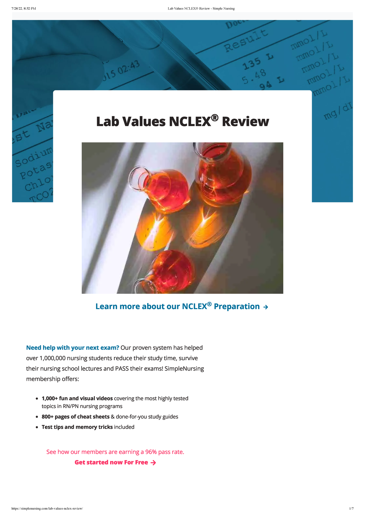 Lab Values Nclex Review Simple Nursing Lab Values NCLEX Review