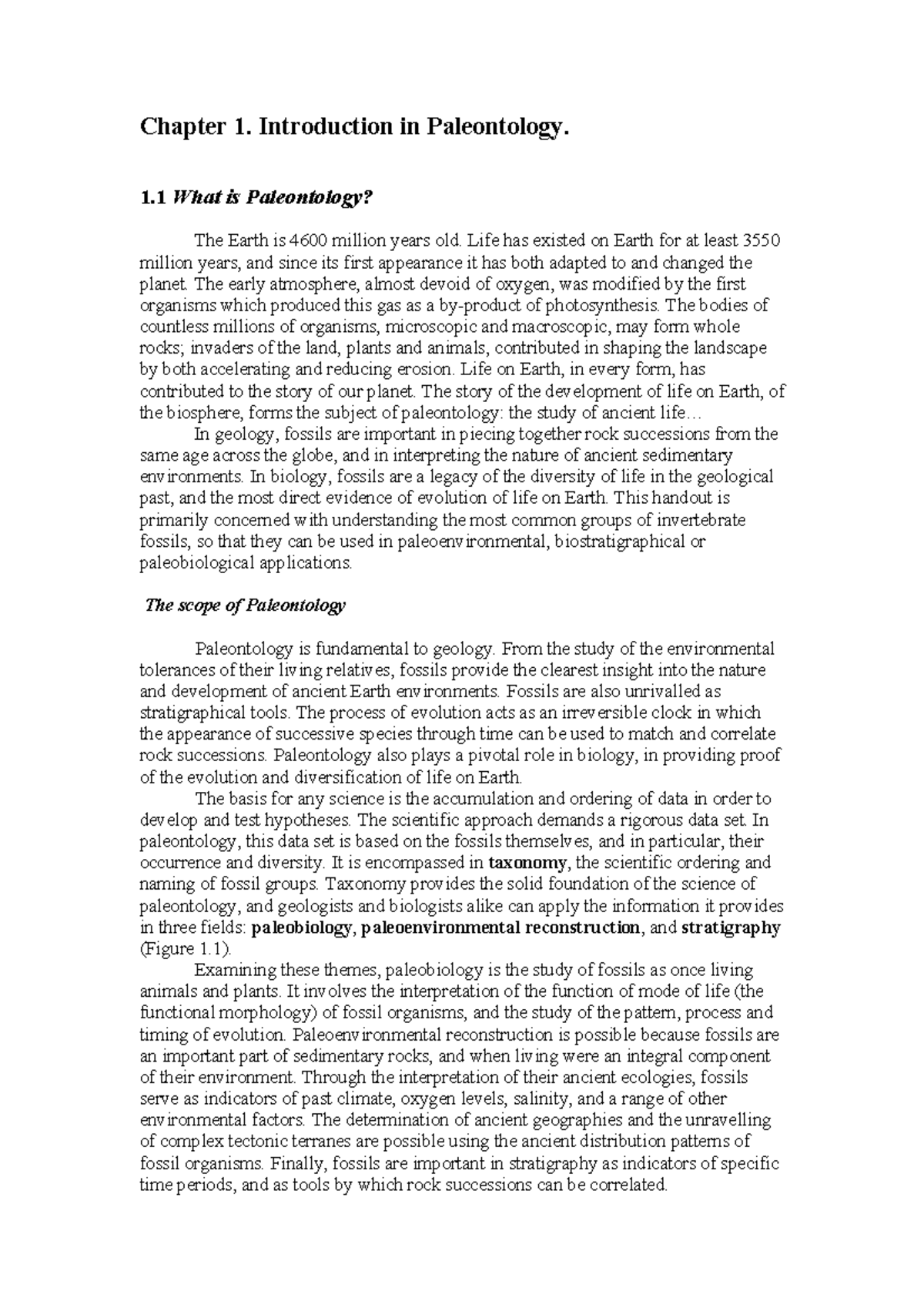 Reader introduction to Paleontology - Chapter 1. Introduction in ...