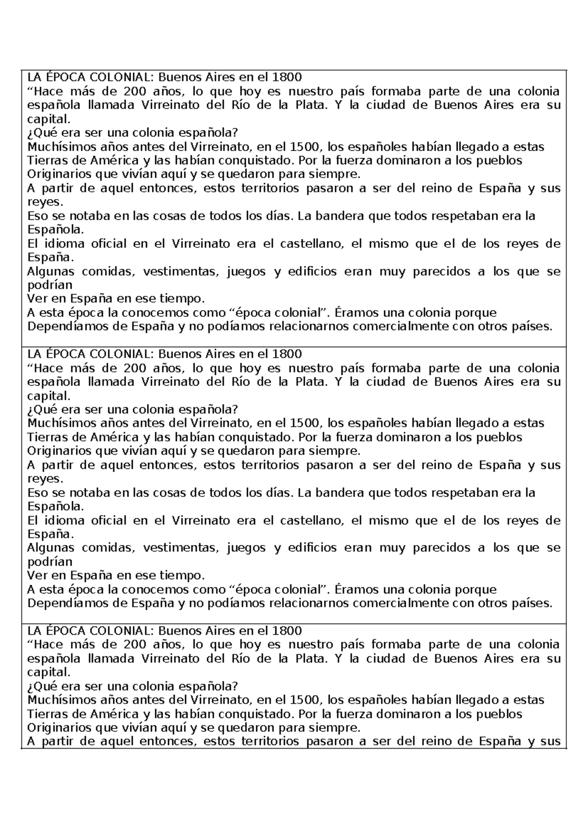 LA Época Colonial - LA ÉPOCA COLONIAL: Buenos Aires en el 1800 “Hace ...