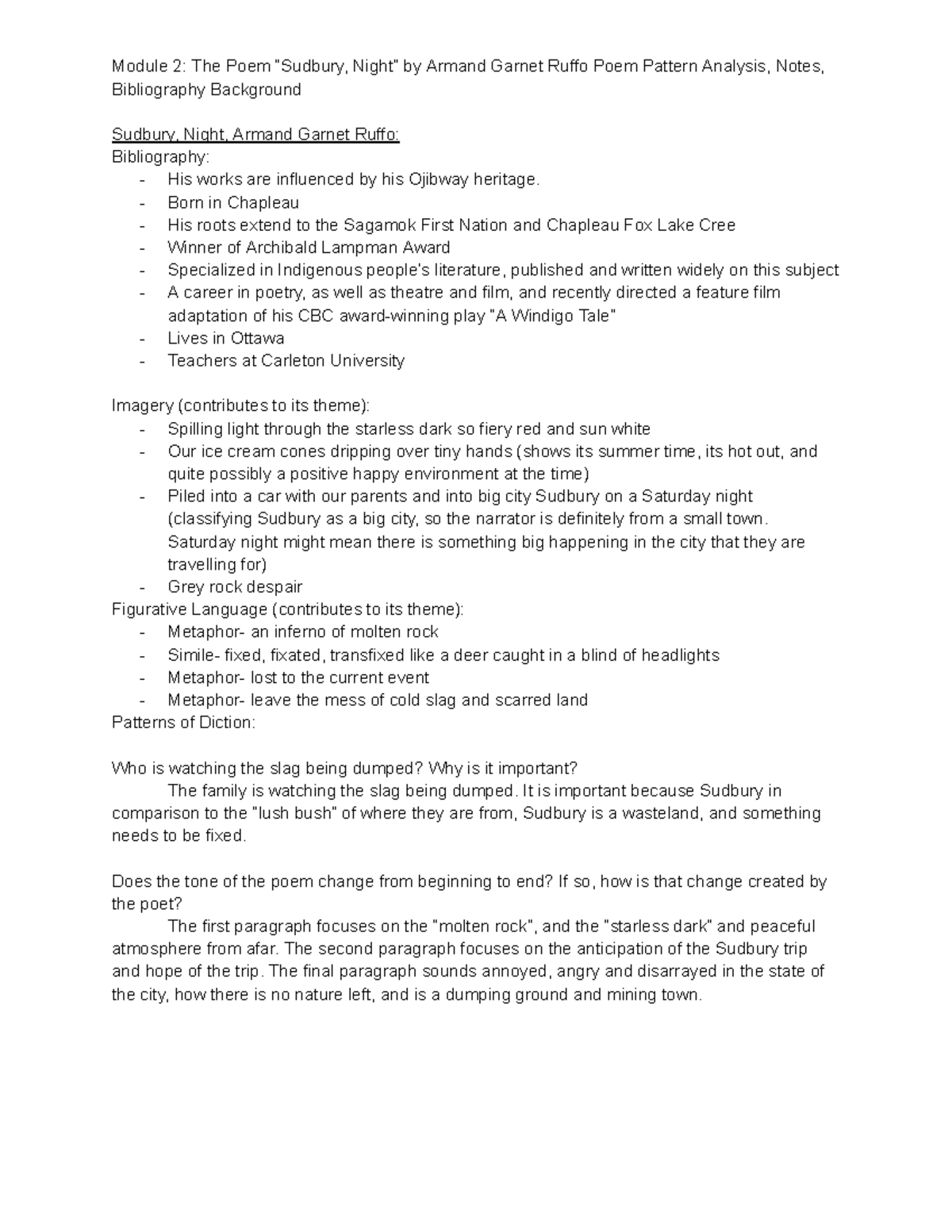 Module 2: "Sudbury, Night" Poem by Armand Garnet Ruffo - Module 2: The ...