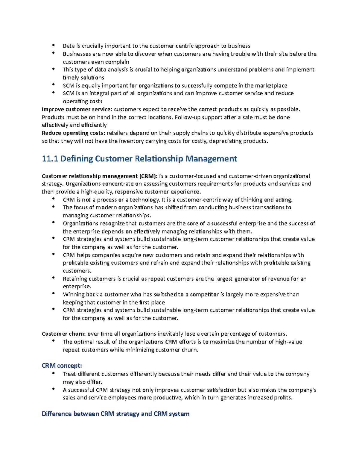 CH11 CRM and SCM - CH11 CRM and SCM - Data is crucially important to ...