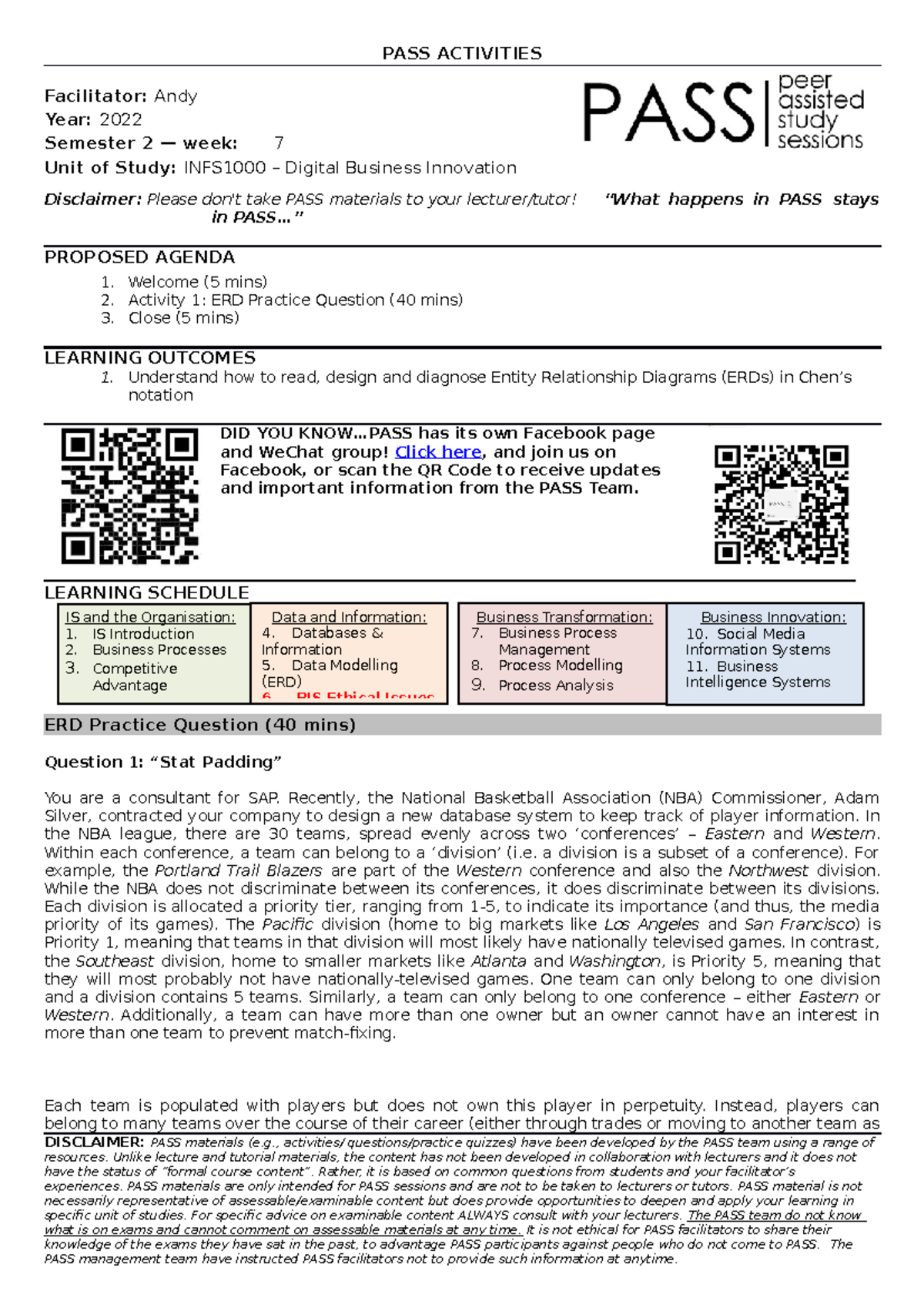 Session 6 Week 7 Additional Erd Practice 3 Pass Activities