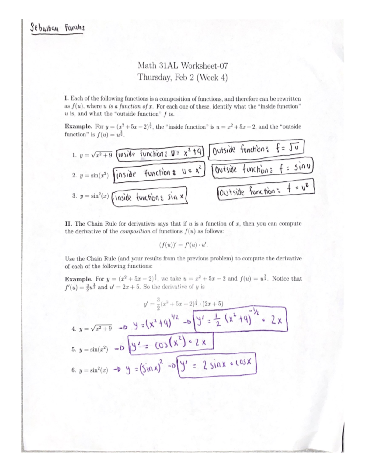 Math 31A L Worksheet-07 - Math 31A - Studocu