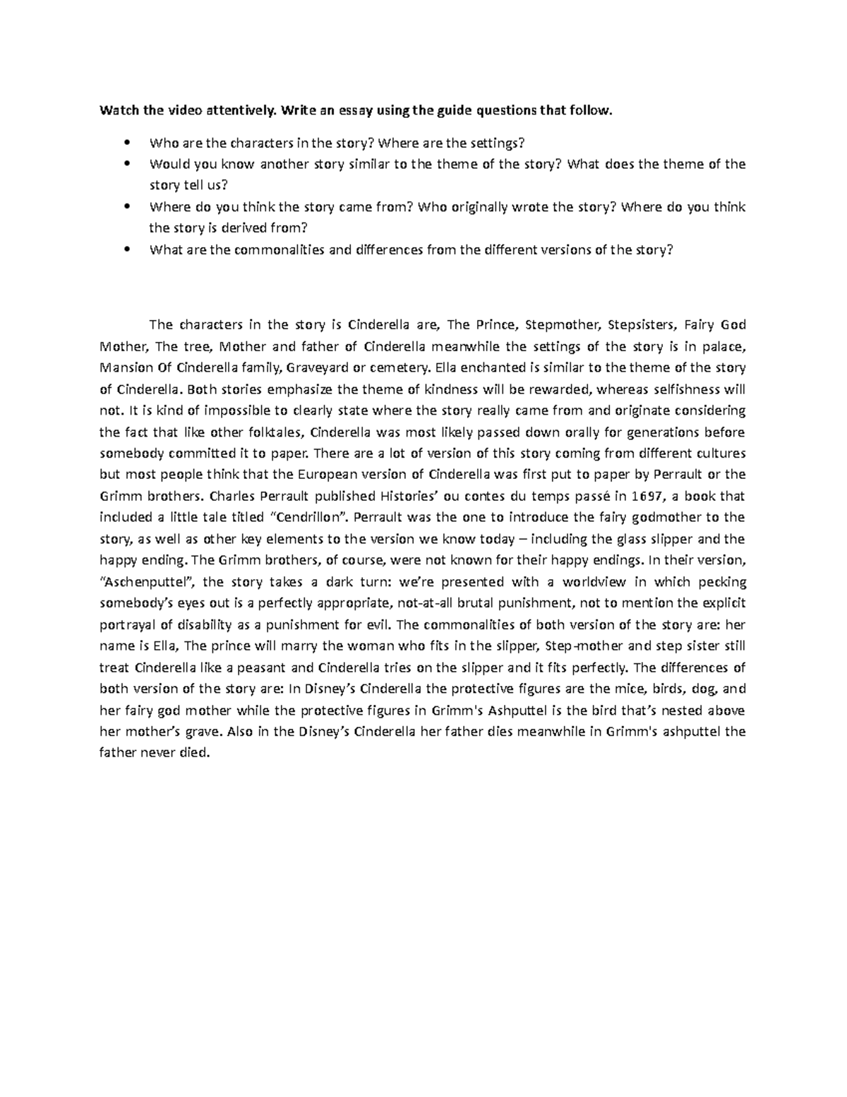 Great Books Activity - nothing - Watch the video attentively. Write an ...