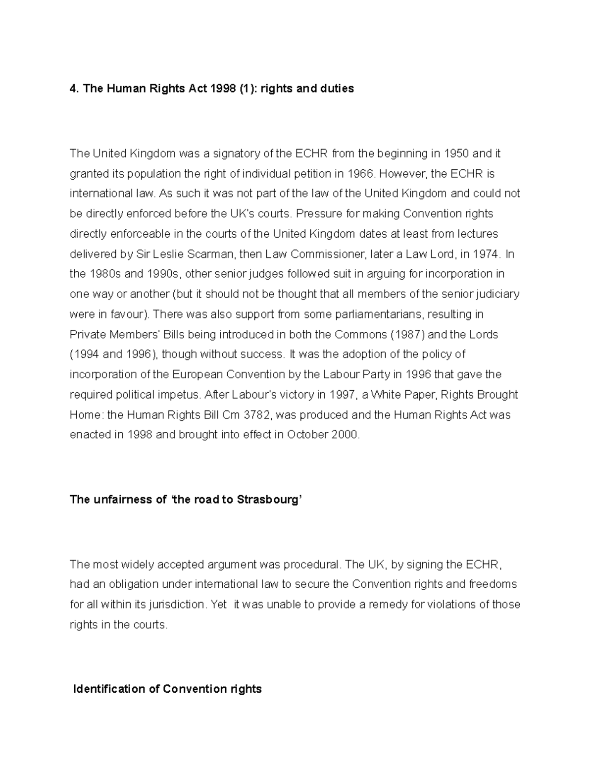 4. The Human Rights Act 1998 (1) rights and duties - 4. The Human ...