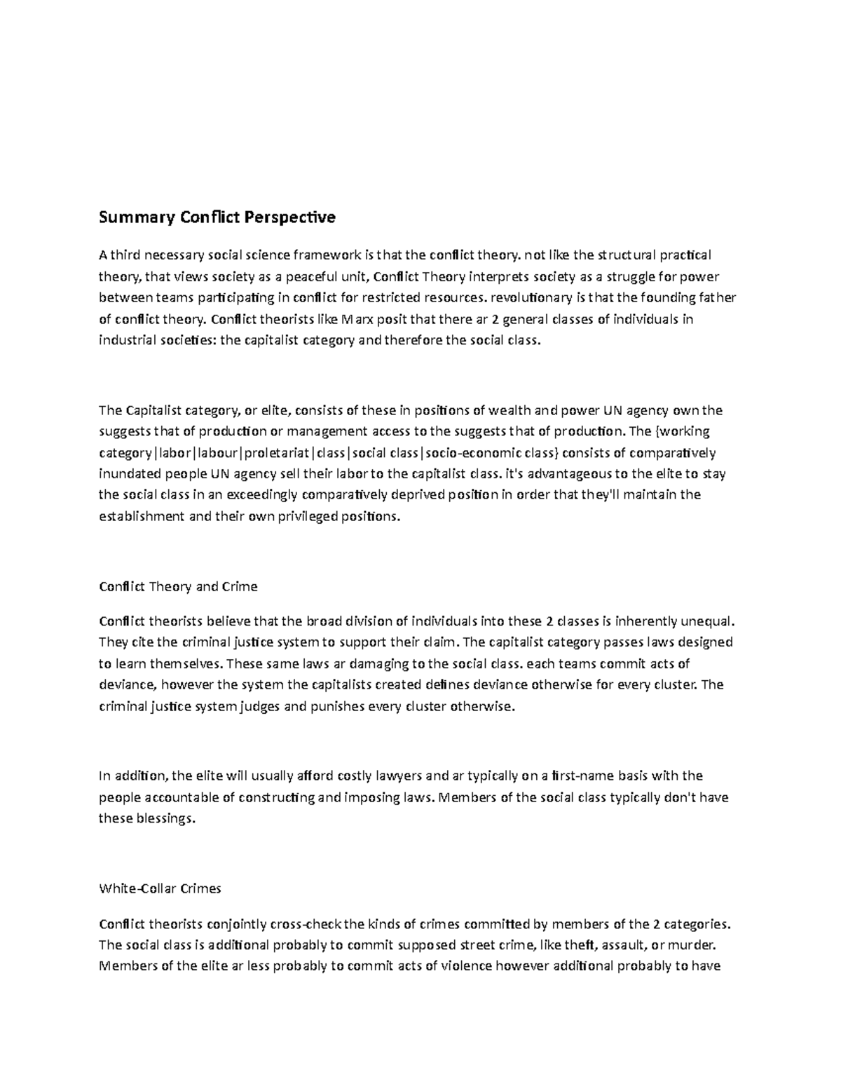 Summary Conflict Perspective.docx - Summary Conflict Perspective A ...