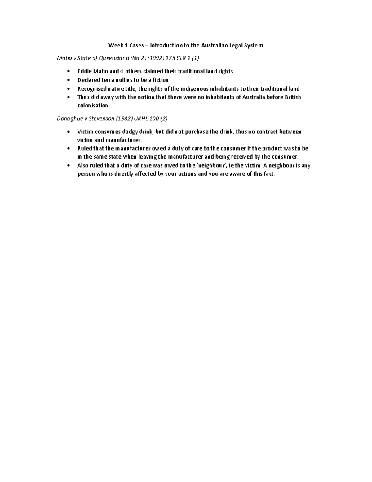 Elements of a Contract- Case Summaries - Week 1 Cases – Introduction to ...