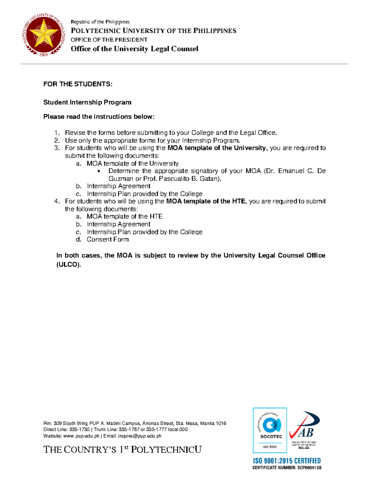 For the Students 08012022 - Republic of the Philippines POLYTECHNIC UNIVERSITY OF THE ...