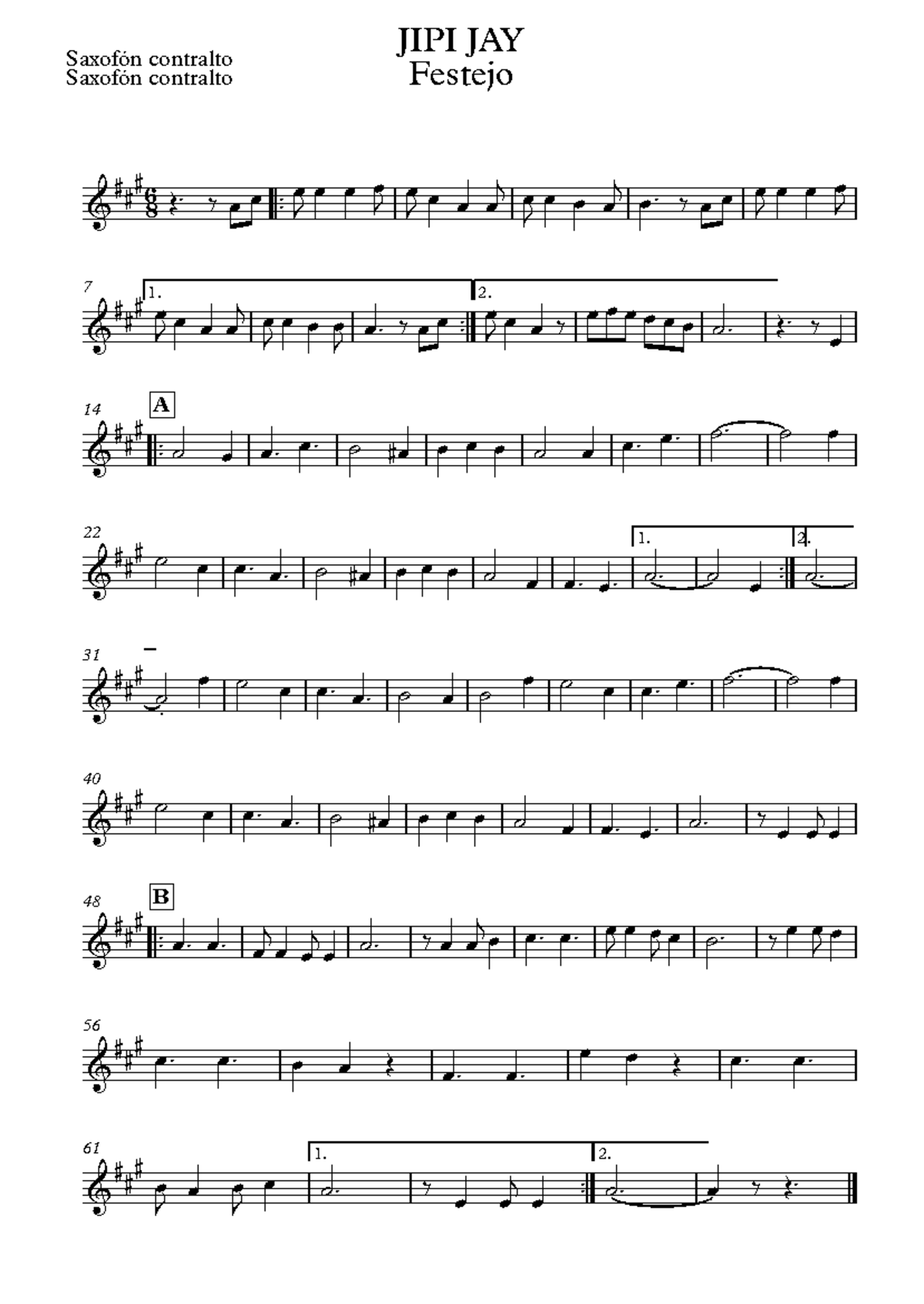 JIPI JAY - Saxofón contralto - Saxofón contralto Saxofón contralto ™ ™ ™ ™ 7 ™ ™ 14 A ™ ™ 22 31 ...