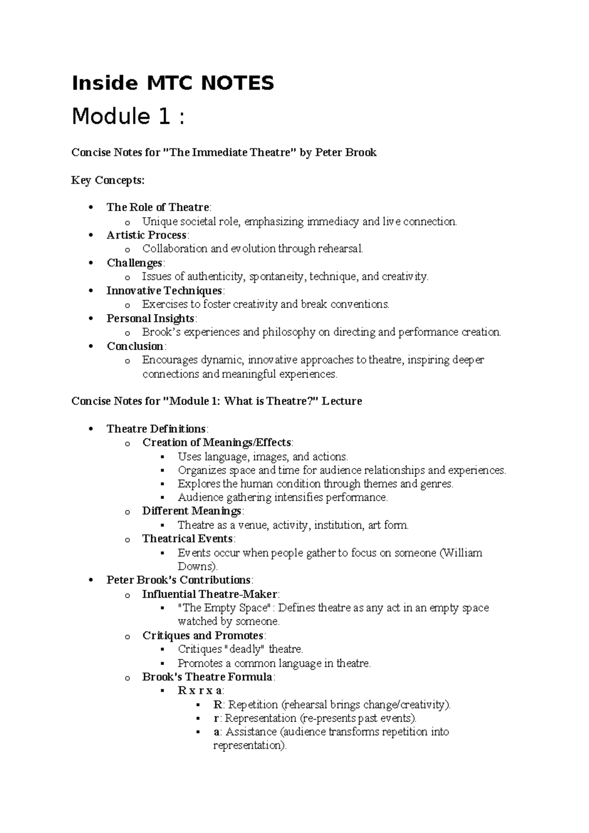 Inside MTC Notes - Inside MTC NOTES Module 1 : Concise Notes for "The ...