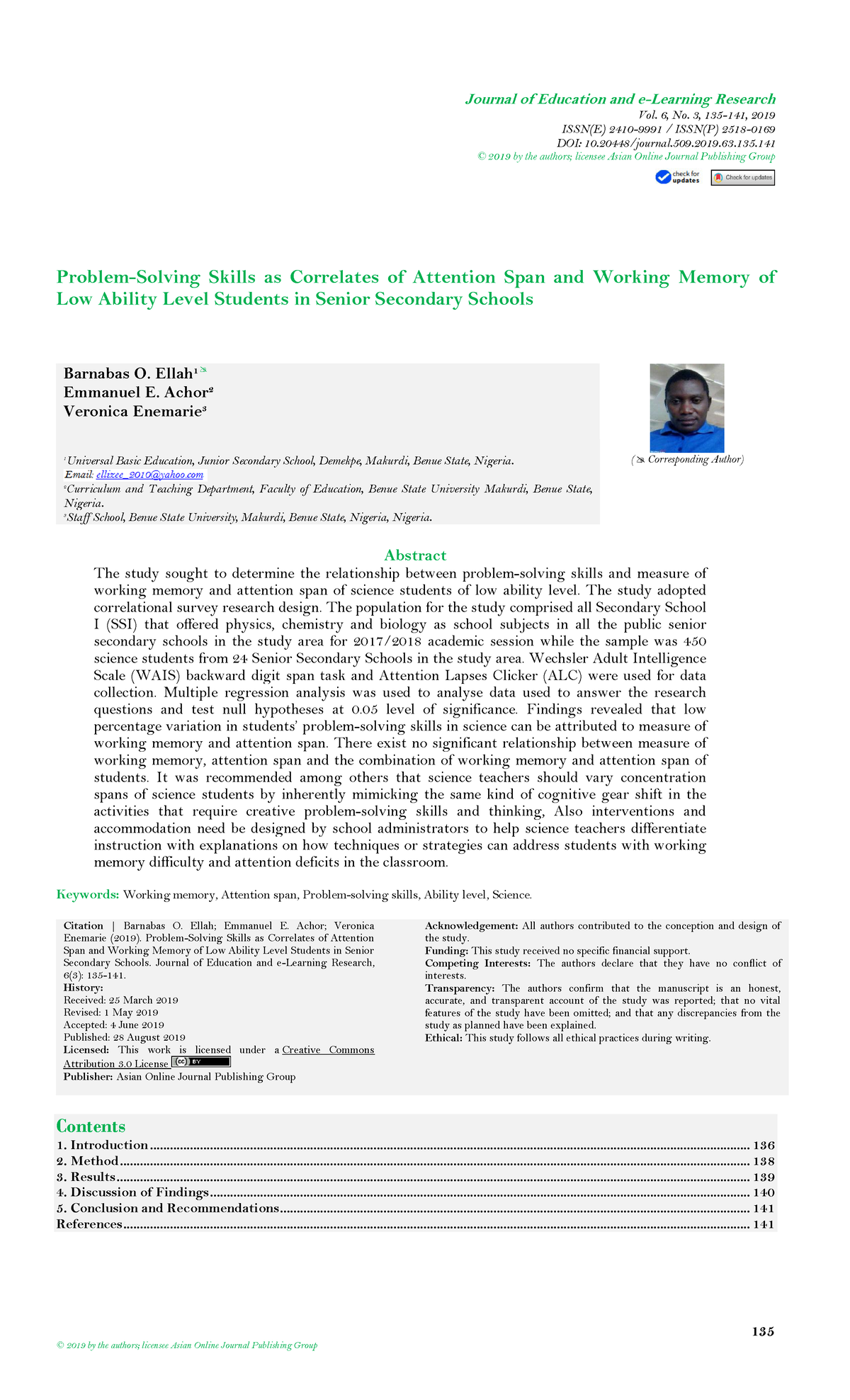 EJ1226452 - Paper - 135 Journal of Education and e-Learning Research ...