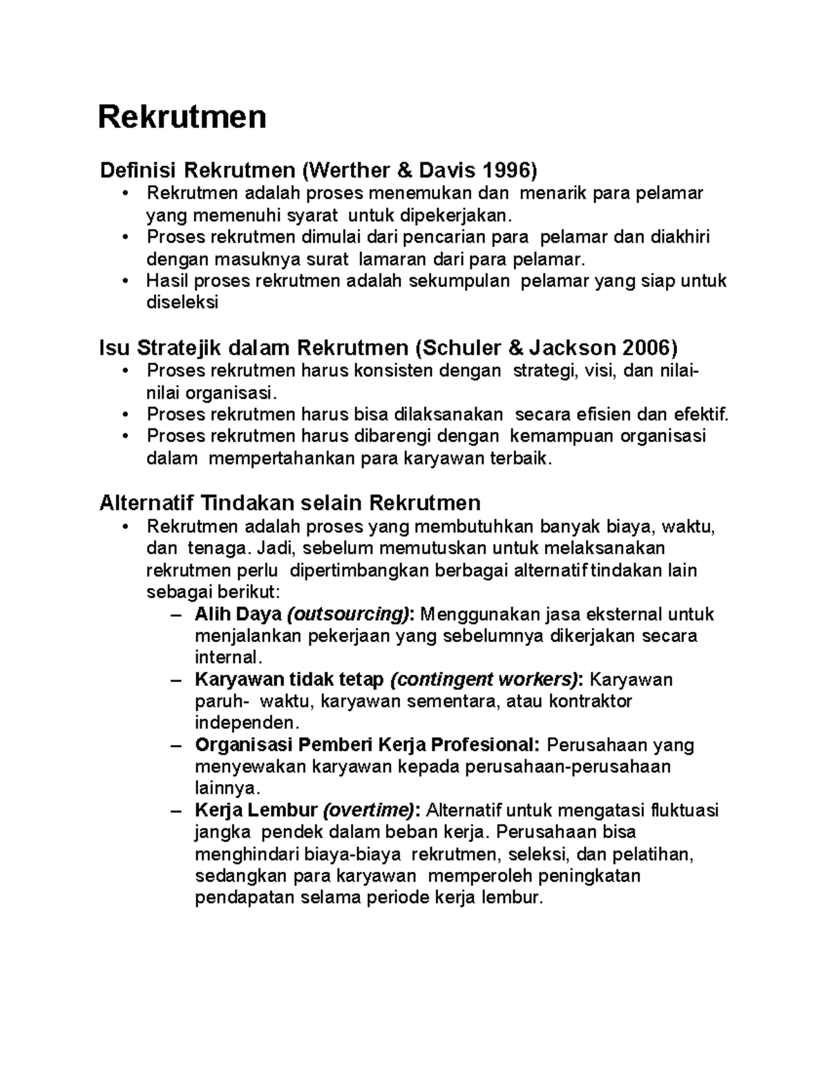 Manajemen MSDM Rekrutmen - Rekrutmen Definisi Rekrutmen (Werther ...