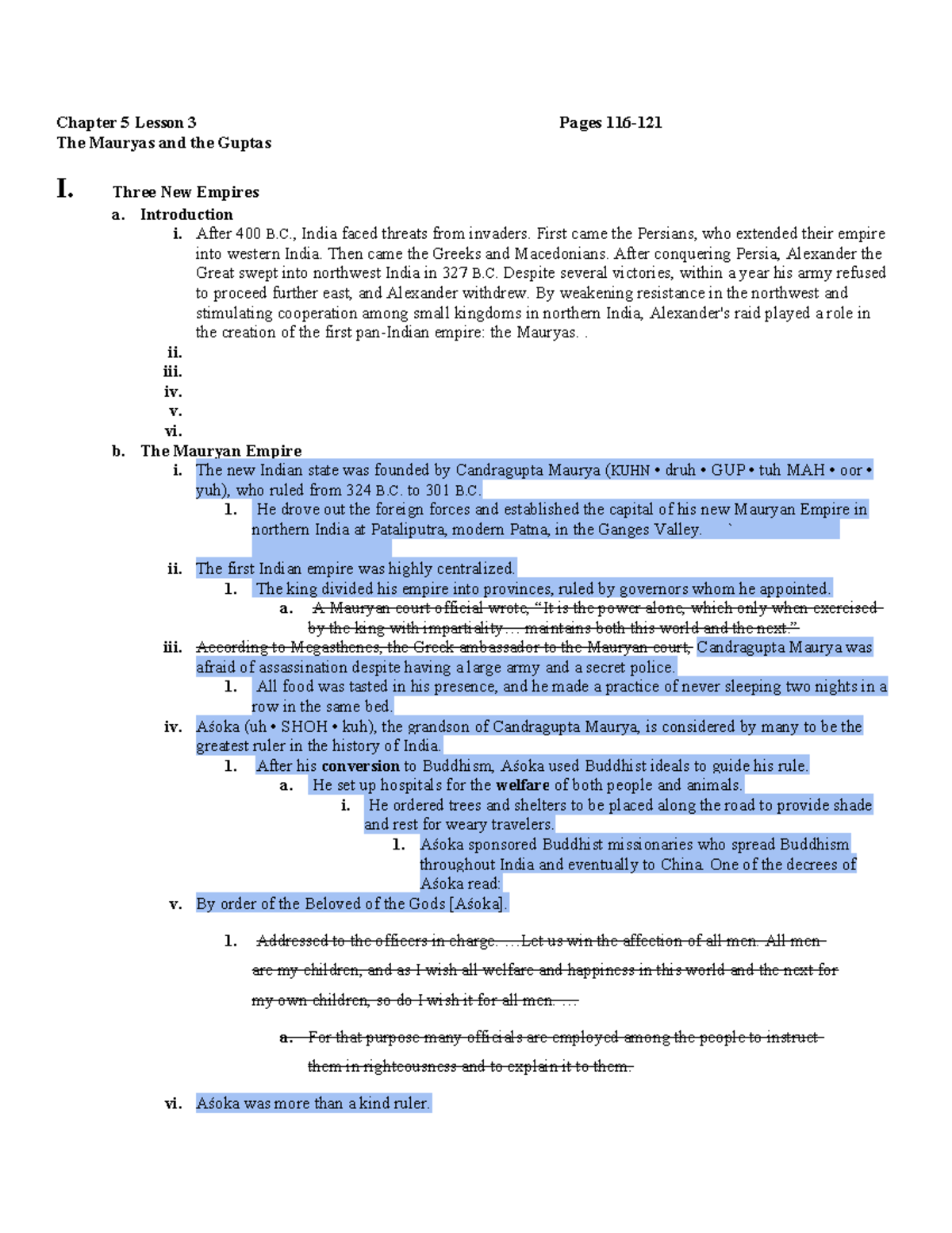 Chapter 5 Lesson 3 (Pages 116-121) - The Mauryas and the Guptas ...