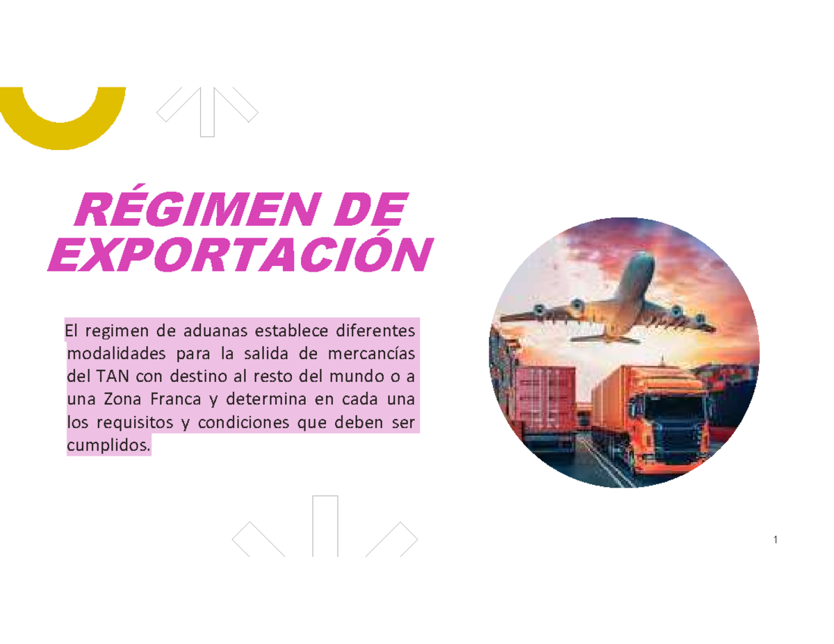 Reg de X - Resumen Exportaciones - RÉGIMEN DE EXPORTACIÓN El regimen de ...