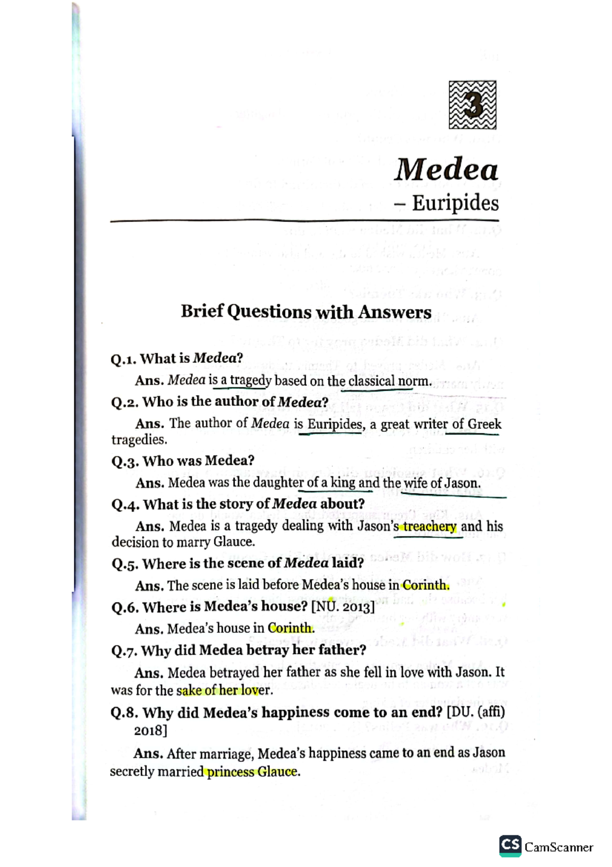 Medea - Practice notes and questions - Greek Drama - Studocu