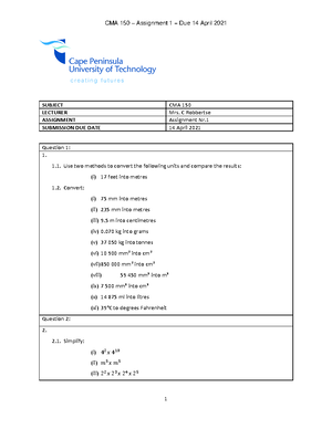 Lecture 7 - NOTES - CMA150S - CONSTRUCTION MATHEMATICS: Lecture 7 Basic ...