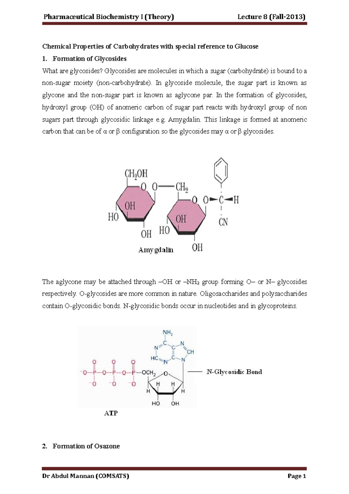 Lecture No 8 - Lec - **Chemical Properties of Carbohydrates with ...