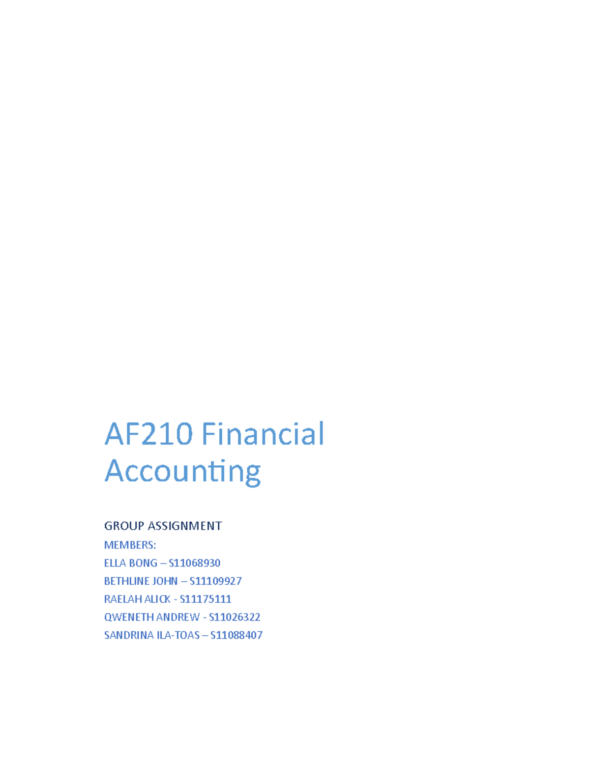 AF210 Assignment - Compulsory coursework assessment - AF210 Financial ...