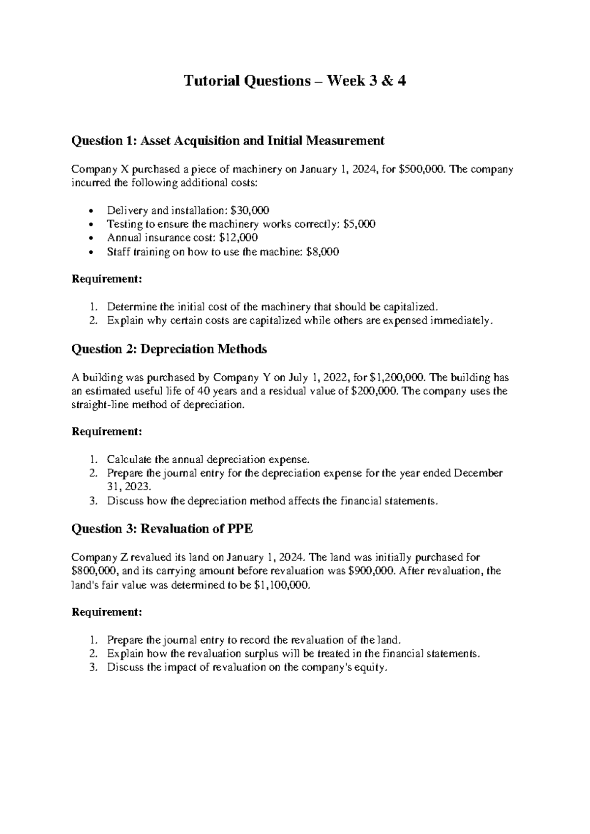 Tutorial Questions - week 3 4 - Tutorial Questions – Week 3 & 4 ...