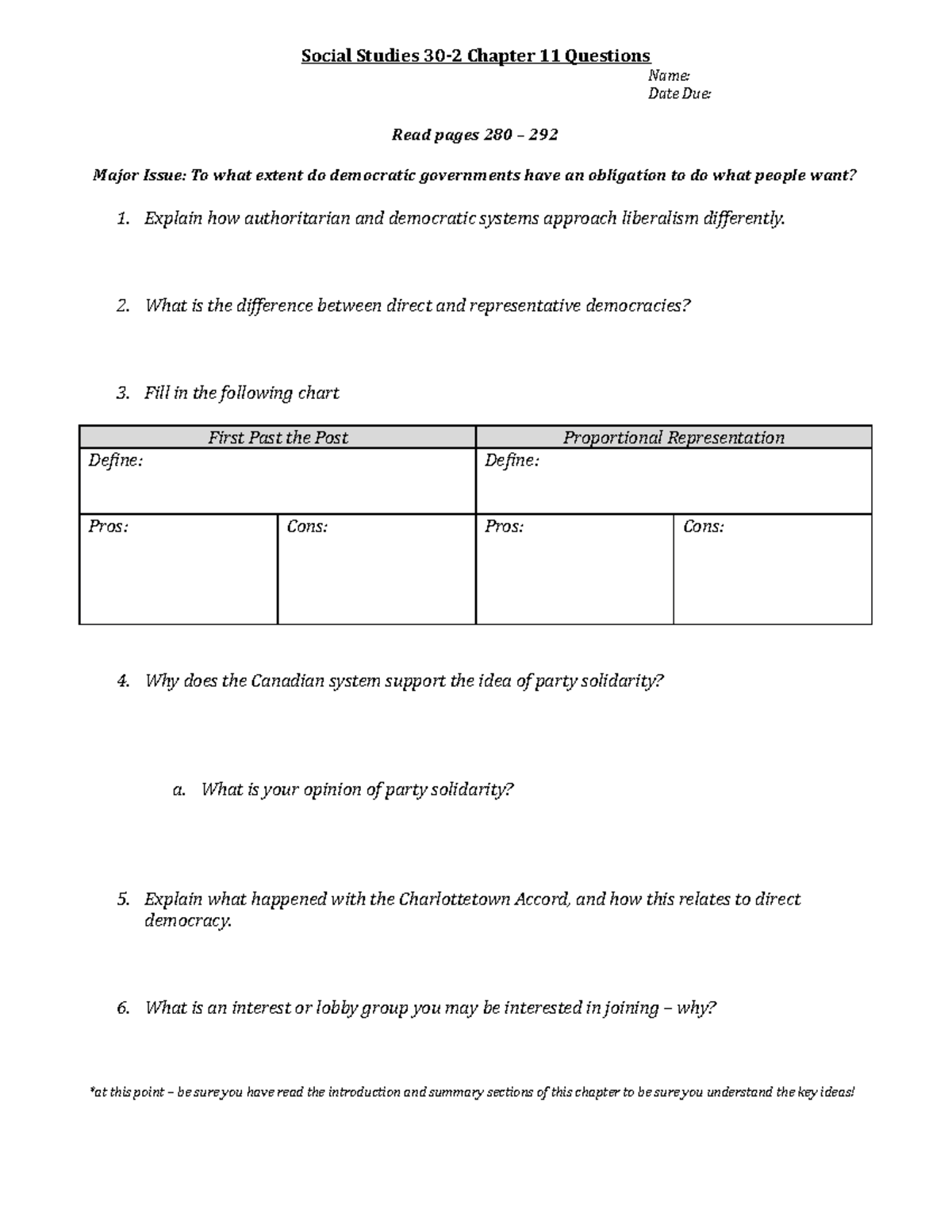 30-2 Democracy Chapter 11 Questions - Social Studies 30-2 Chapter 11 ...