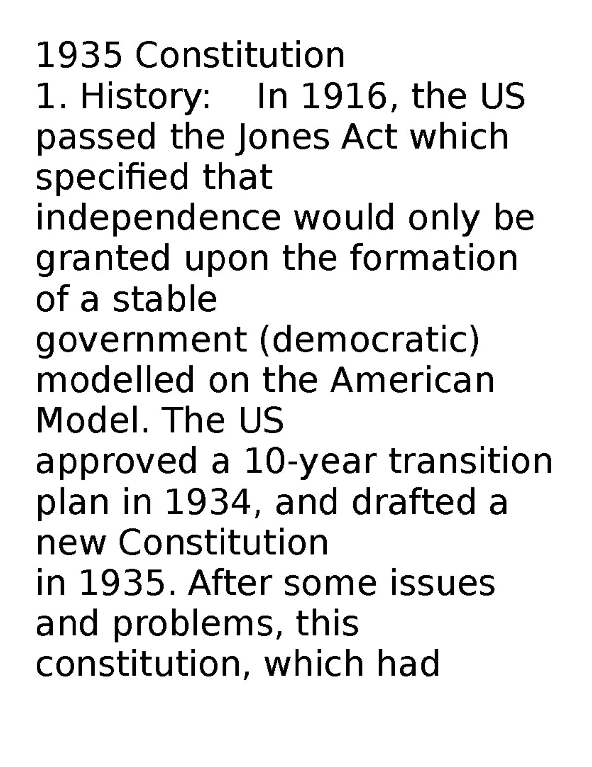 Phil-Constition - Phil-Constition - 1935 Constitution 1. History: In ...