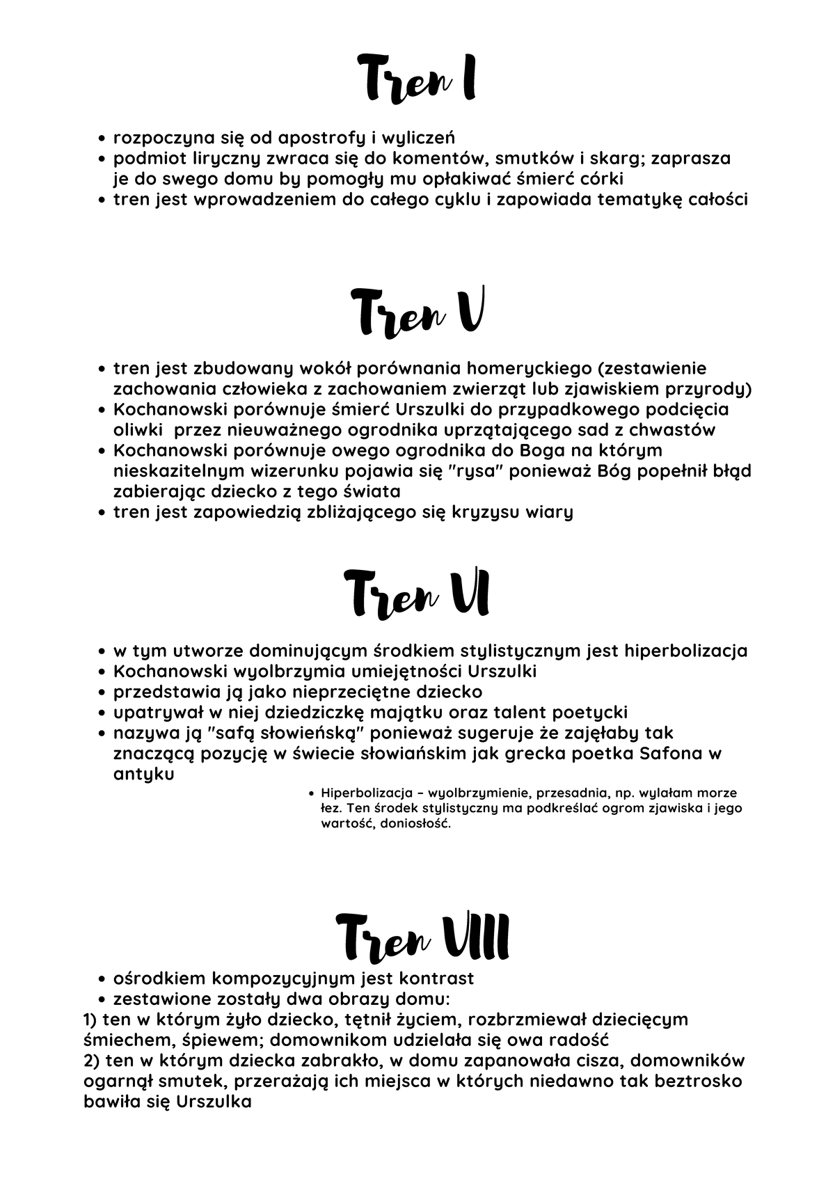 Treny Mickiewicza - Tren I rozpoczyna się od apostrofy i wyliczeń podmiot liryczny zwraca się do ...