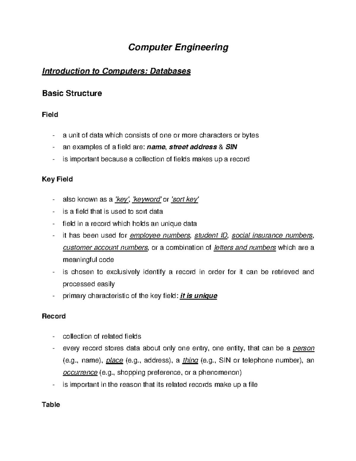 Introduction To Computers Databases Computer Engineering Introduction To Computers Databases 7341