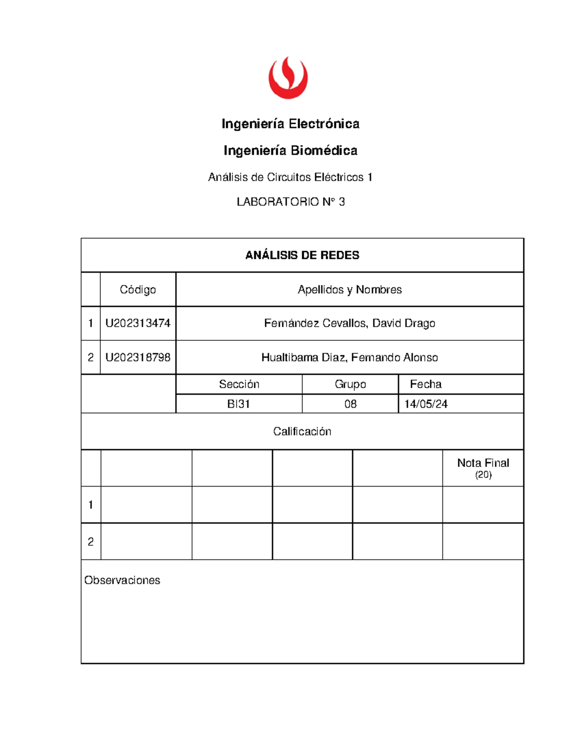 LAB3 MO BI31 - lab calificado semana - Ingeniería Electrónica ...
