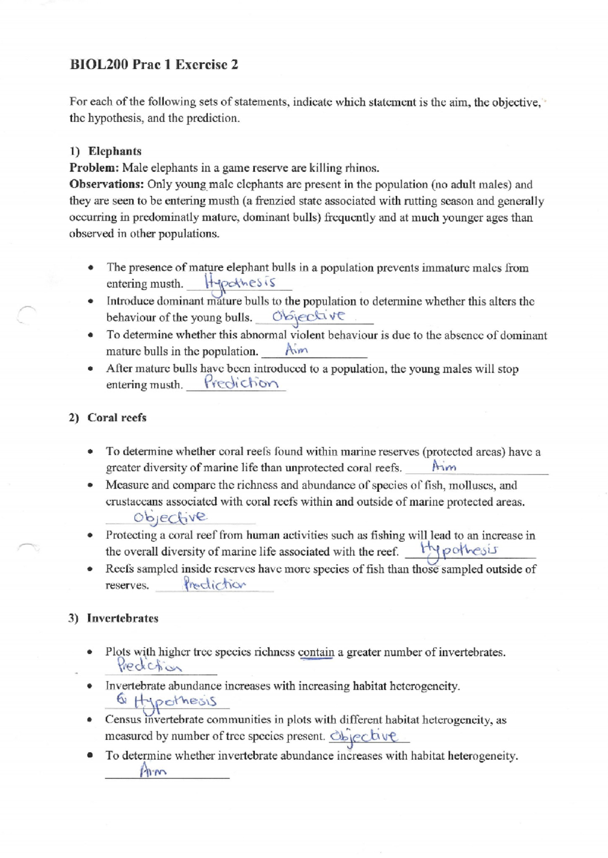 Biol200 stuff all practicals - BIOL200 - Studocu