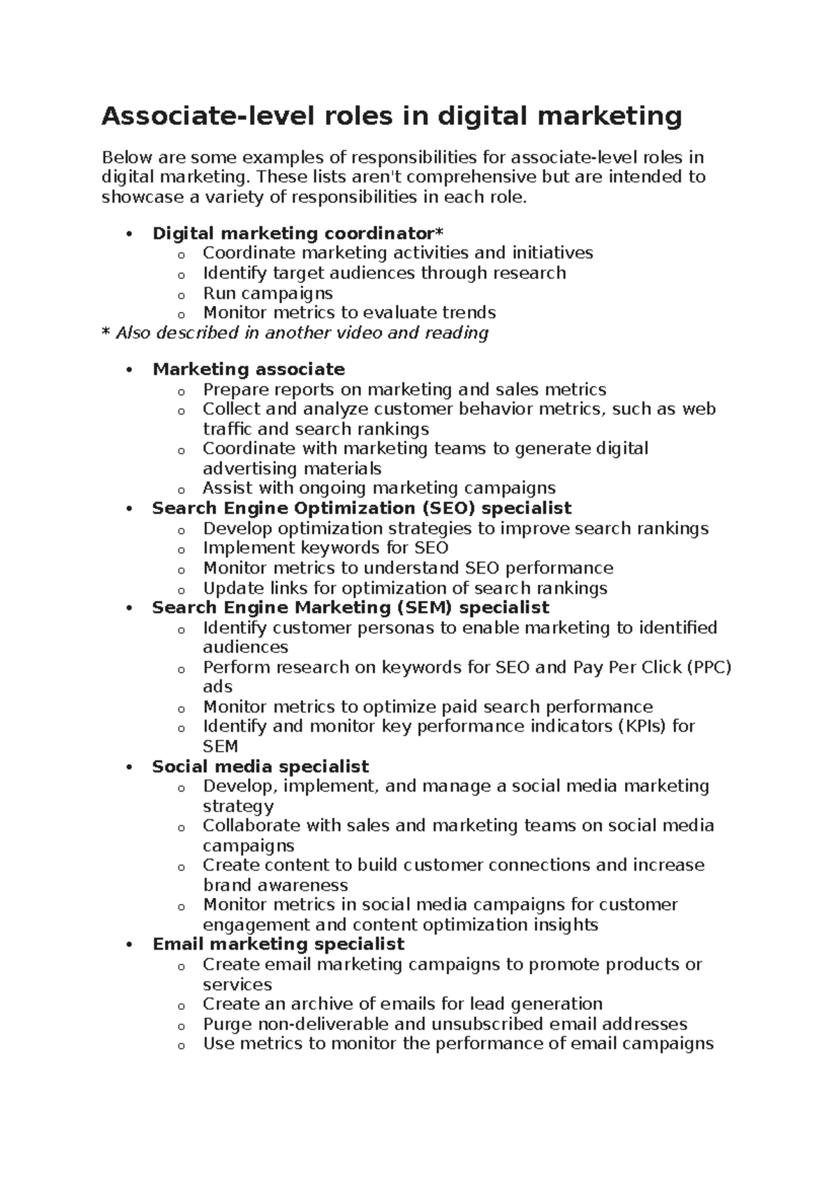 Associate - marketing rules - Associate-level roles in digital ...