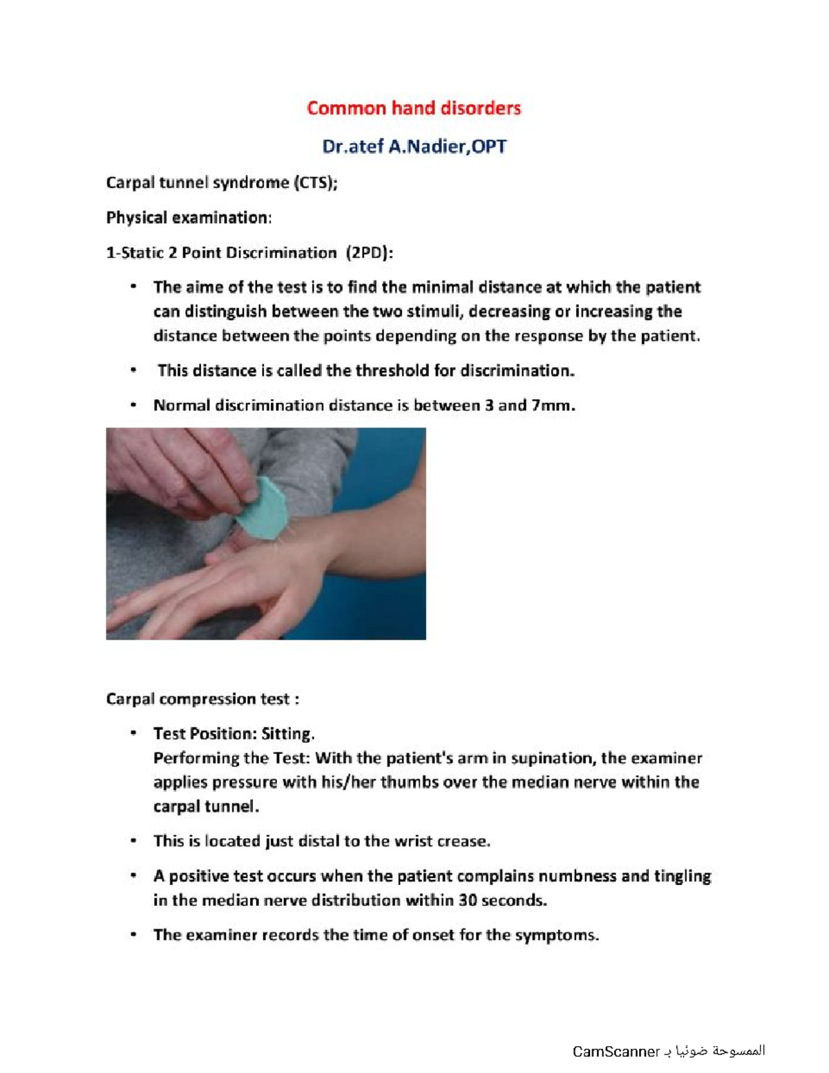 Hand disorders - Physiology - Studocu