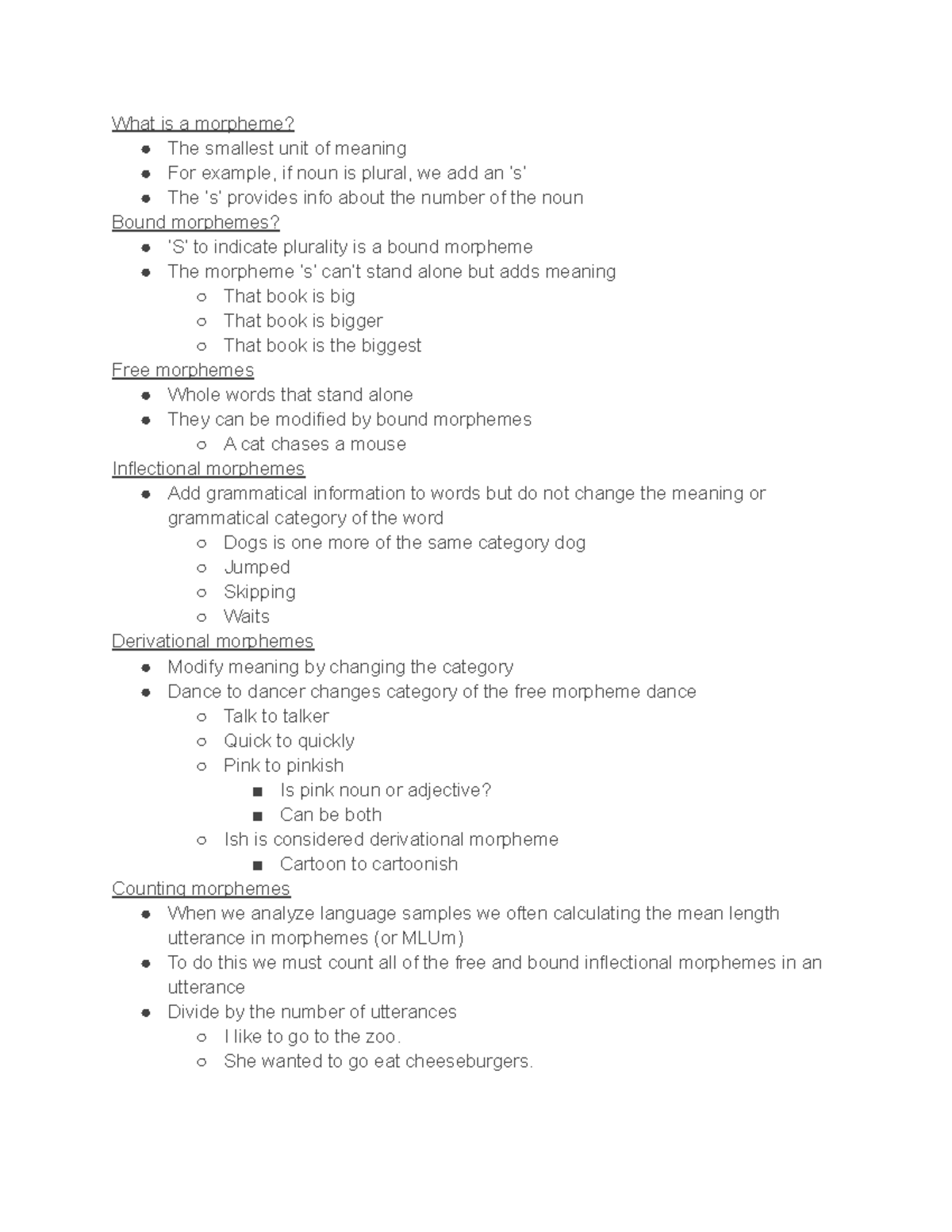 CSD 300 MLU - MLU Syntax Module 2 Notes Dr. Miller - What is a morpheme ...