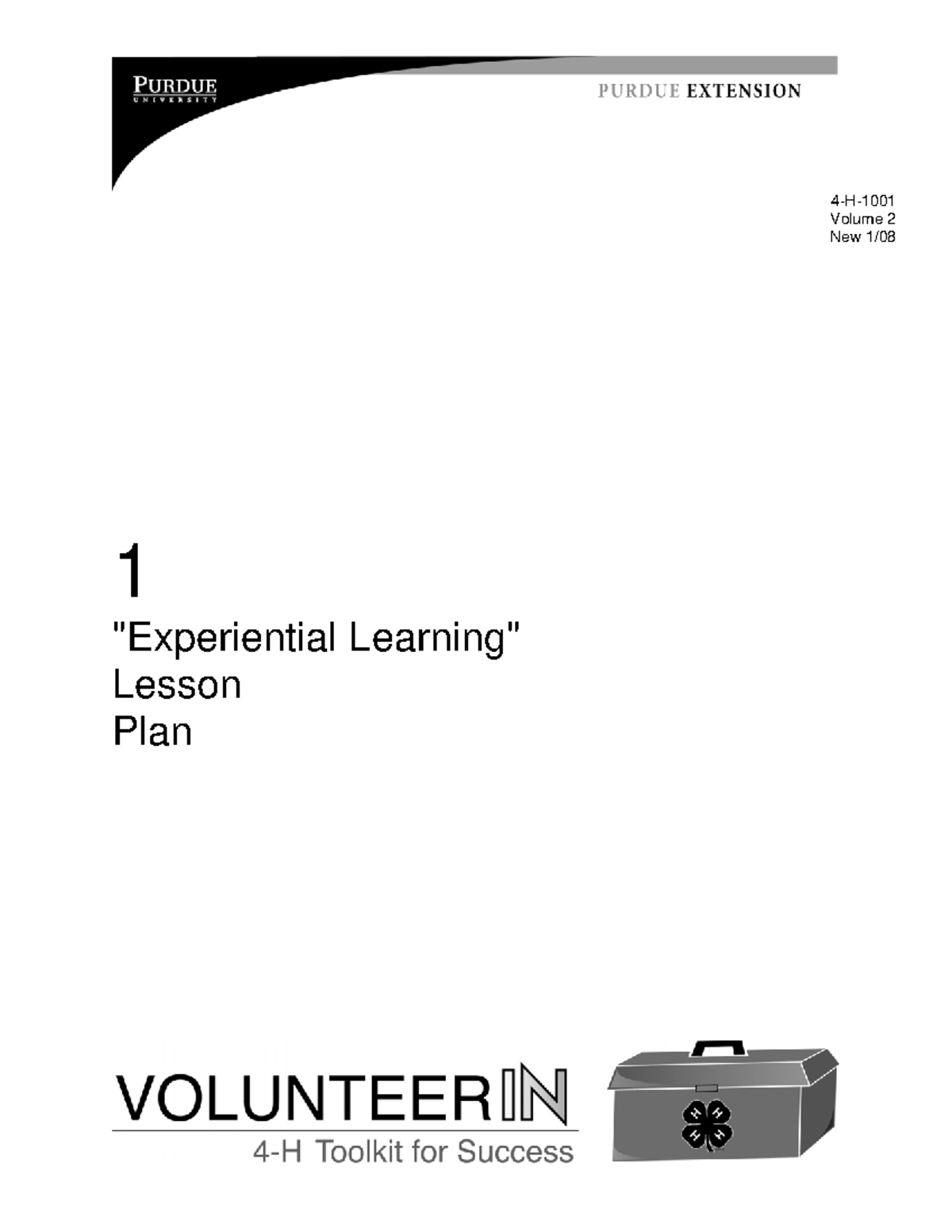 Experiential Learning Lesson Plan - 4-H- Volume 2 New 1/ 1 ...