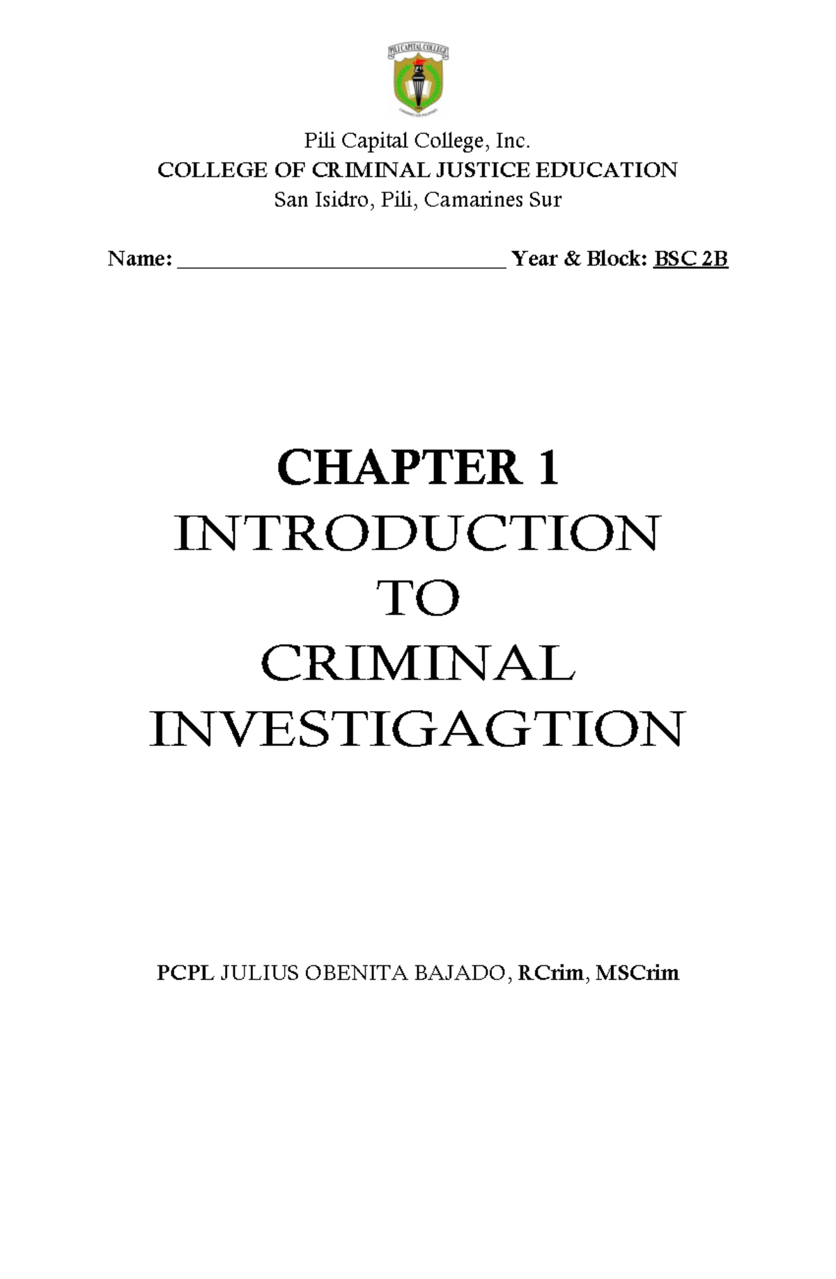 Chapter-1CDI-1 - Lesson about CDI1 - Pili Capital College, Inc. COLLEGE ...