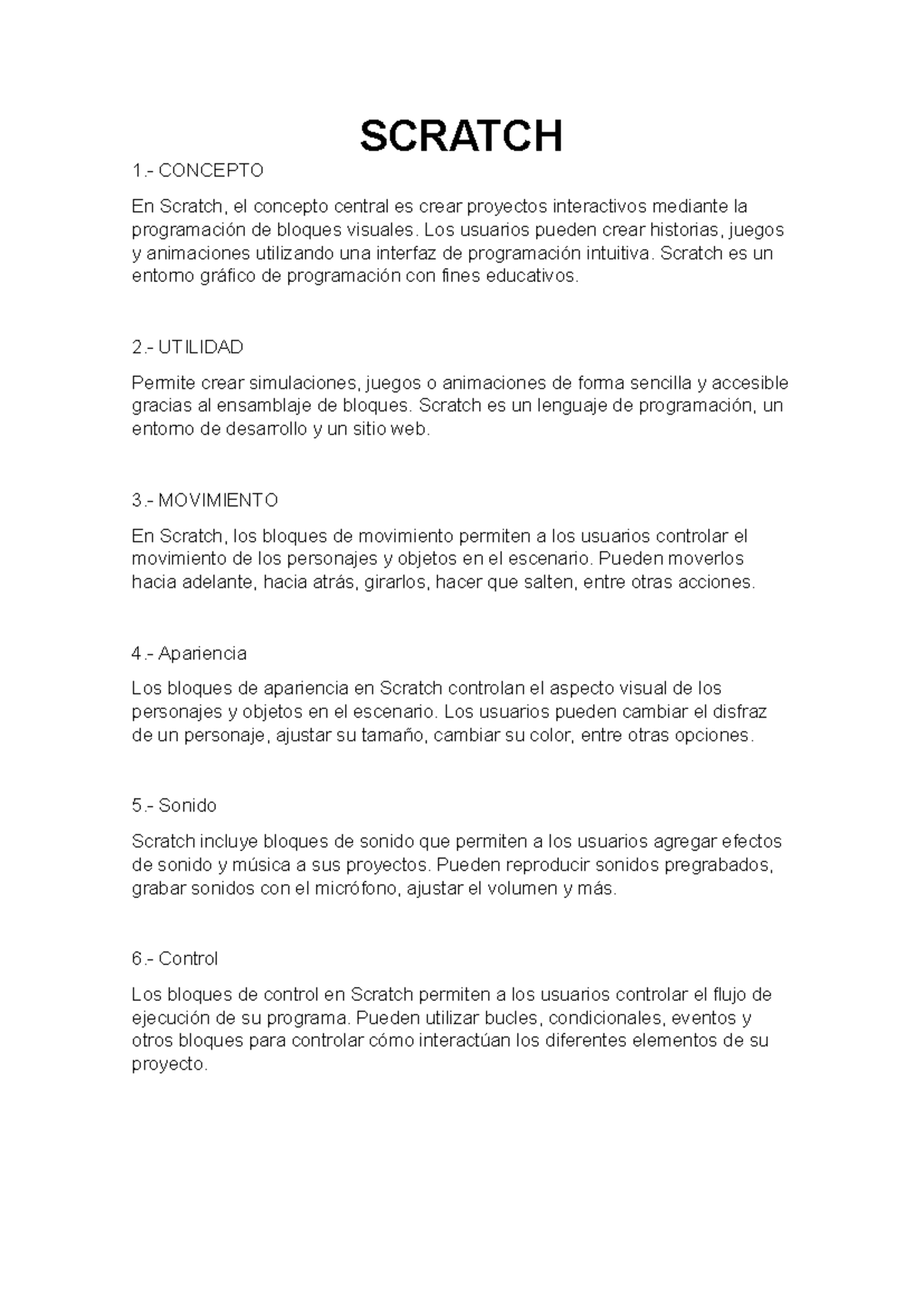 Scratch - apuntes de un tema de... - SCRATCH 1.- CONCEPTO En Scratch ...