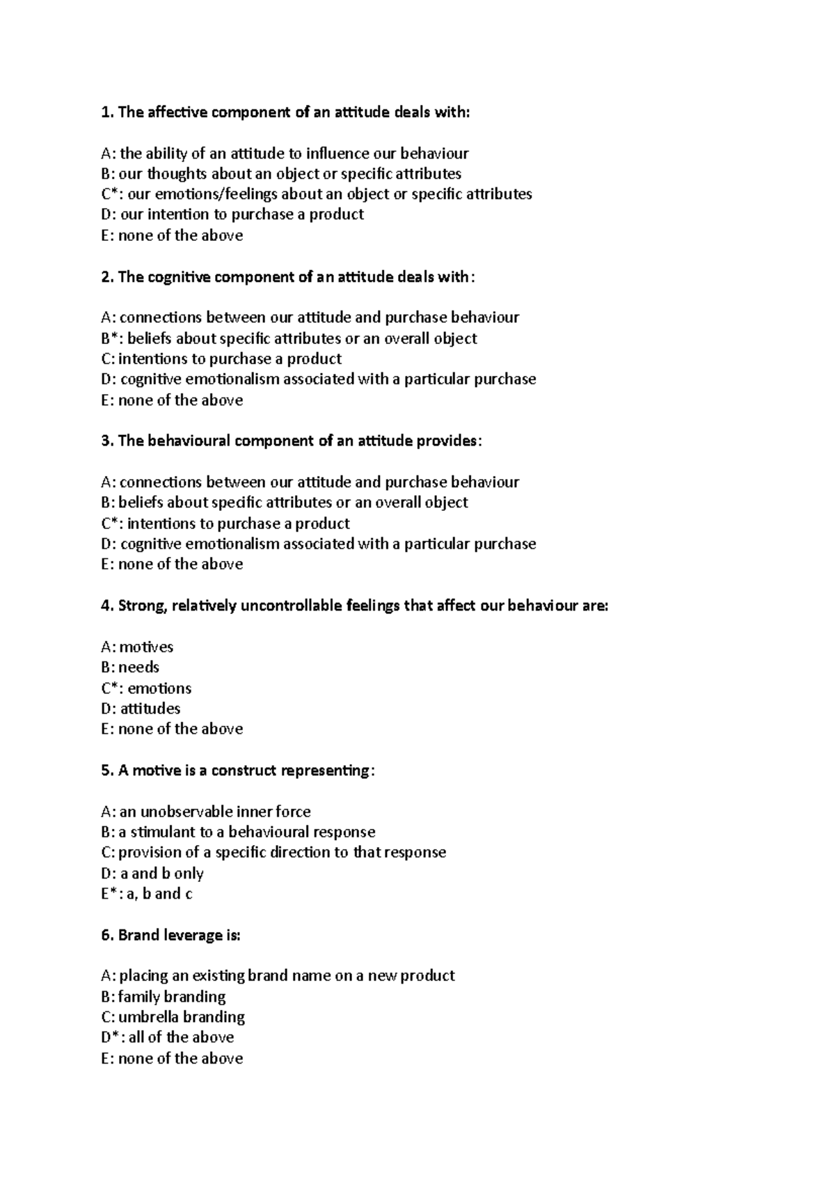 Sample/practice exam 2015, questions and answers - The affective ...
