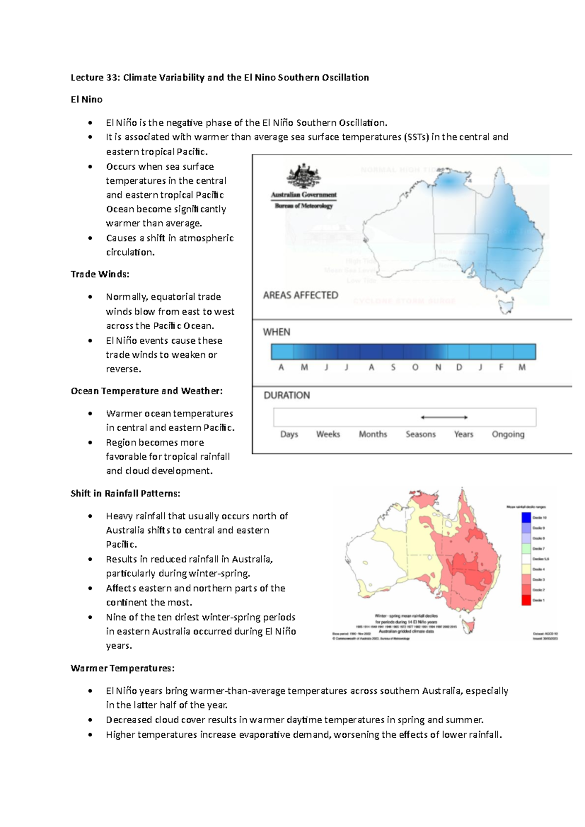 Lecture 33 El Nino Lecture 33 Climate Variability And The El Nino Southern Oscillation El