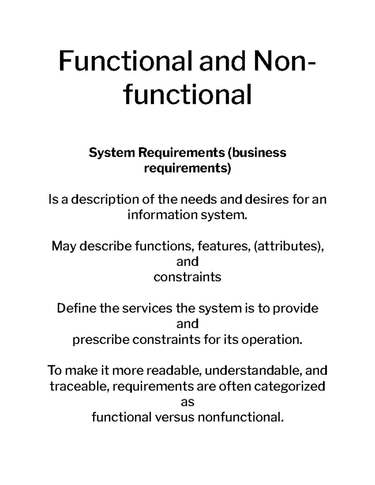 Functional and Non-functional - Functional and Non- functional System ...