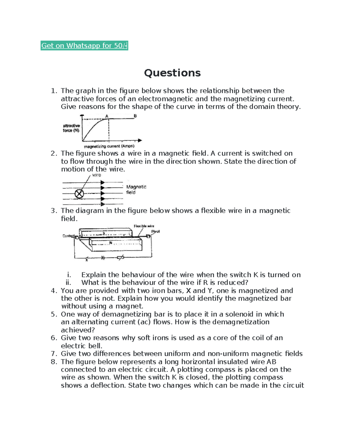 FORM 2 PHY Topical QNA - NOTES - Get on Whatsapp for 50/- Questions The ...