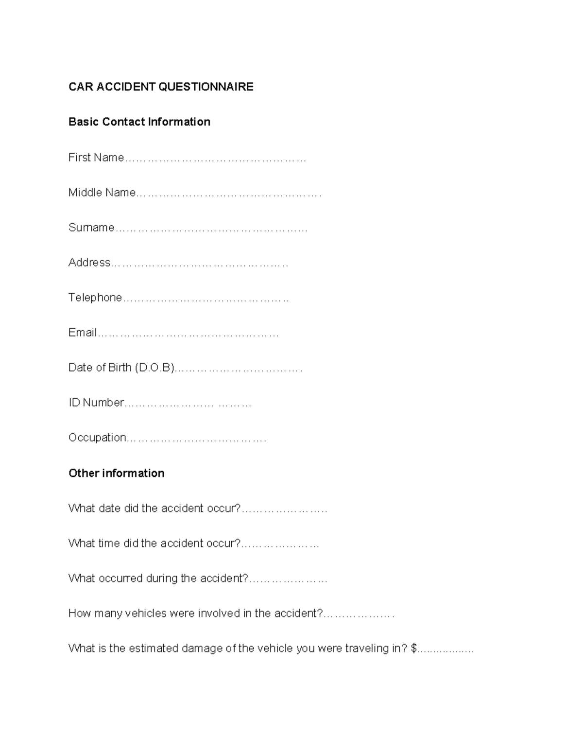 Ecandido caraccidentques 020724 - CAR ACCIDENT QUESTIONNAIRE Basic ...