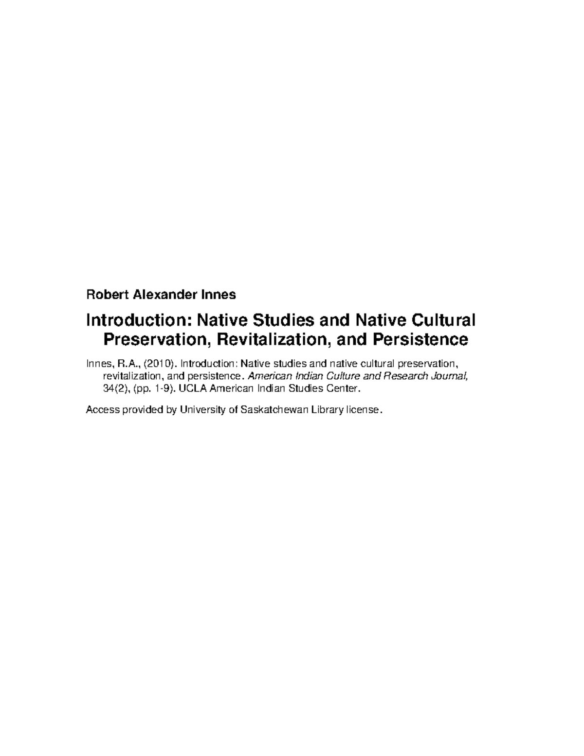 Indg107mod01 introdution native studies - Robert Alexander Innes ...