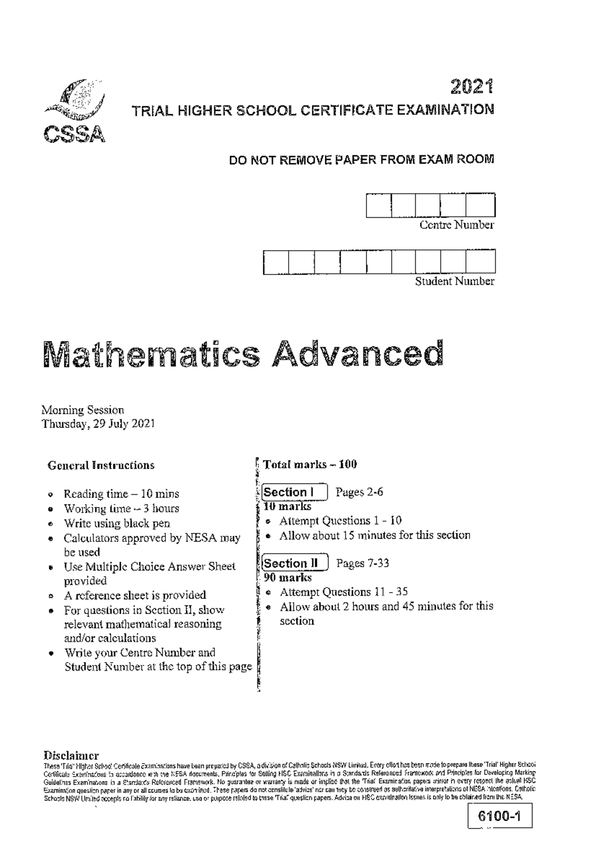 CSSA Adv 2021 Paper - Studocu