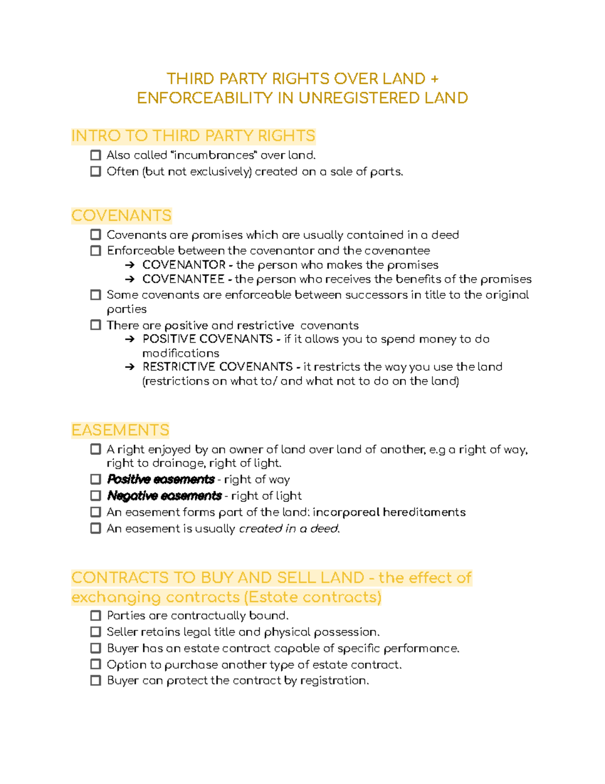 Land Law WS LG 2 - Lecture notes 2 - THIRD PARTY RIGHTS OVER LAND ...