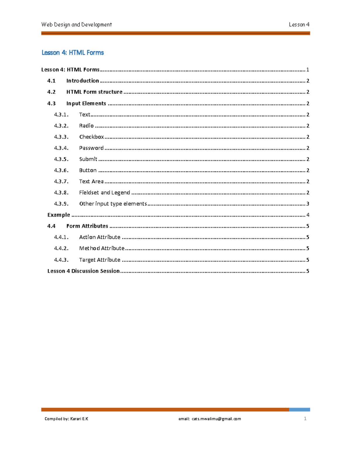 Lesson 4 HTML Forms - web - Lesson 4: HTML - Studocu