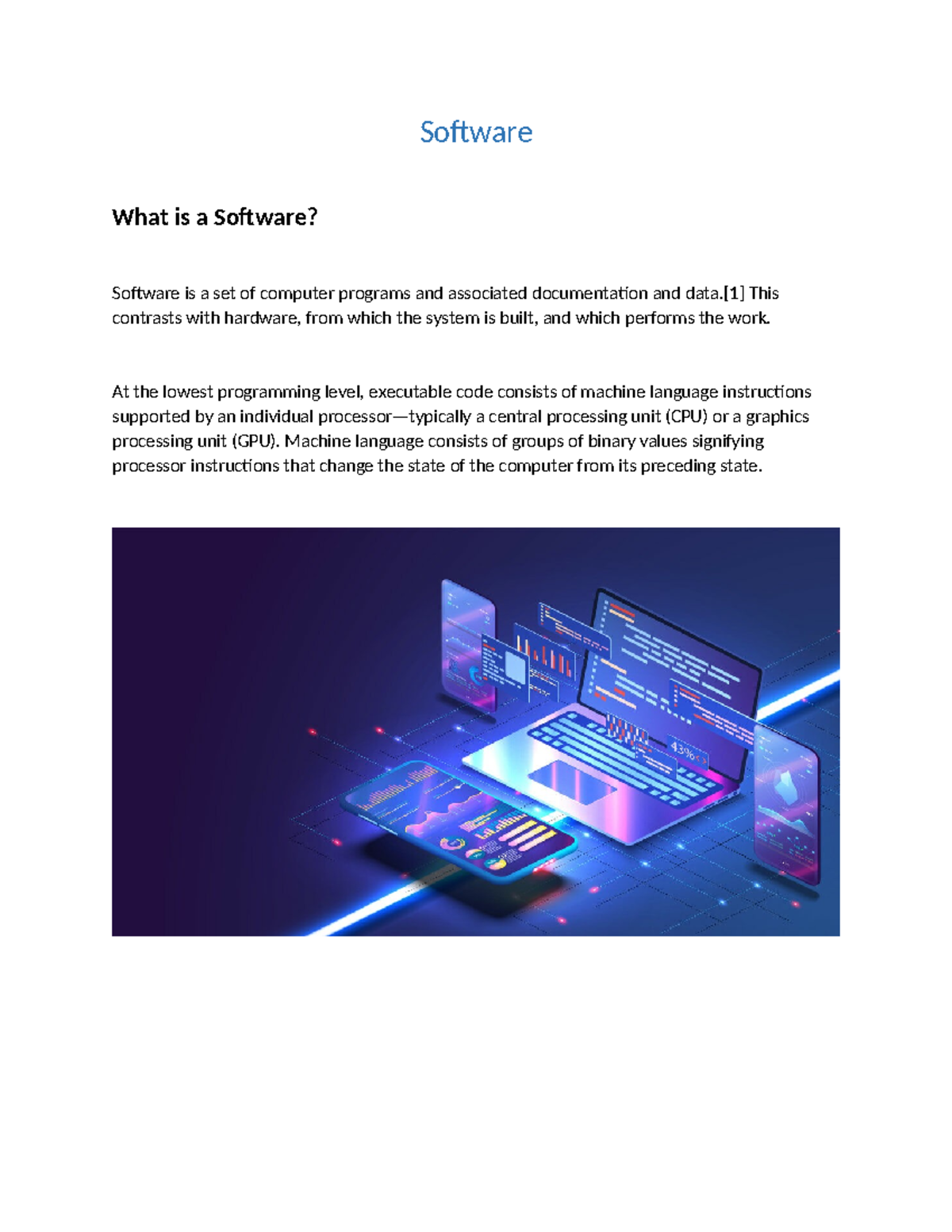 Imasha - the assignment is about software. - Software What is a ...