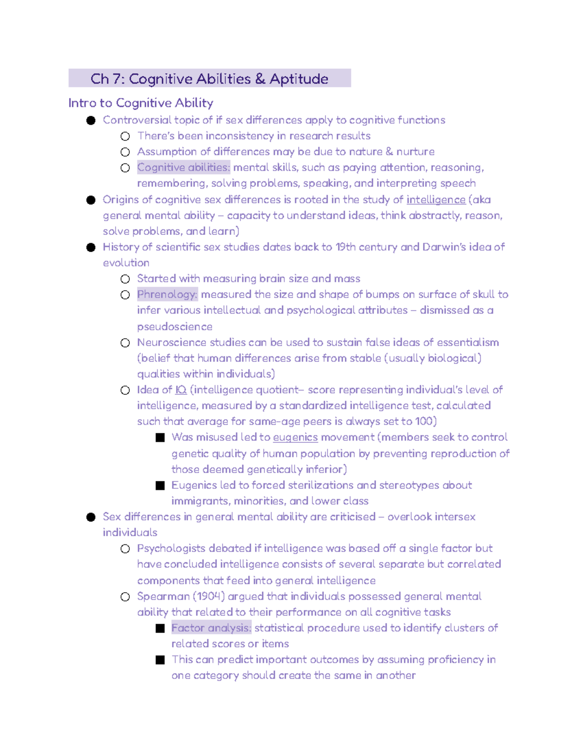 Psychology of Gender chapter 7 - ...... 7: Cognitive Abilities ...